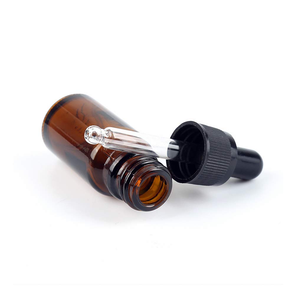 MOTZU 50 Pack 0.1oz(3ml) Amber Glass Dropper Bottles, Refillable Empty Bottle for Essential Oils, Cosmetics, and Cooking, with Glass Eye Dropper and Cap