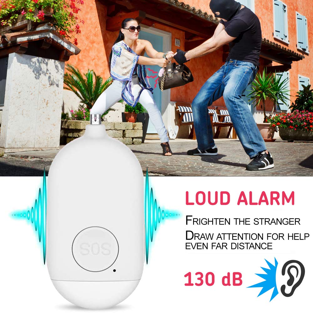 Safesound Personal Protection Safety Device – 3pcs SOS Keychain Alarm for Women, Men, Elderly and Kids – Personal Keychain Alarm Siren – USB Rechargeable – Small and Compact Design