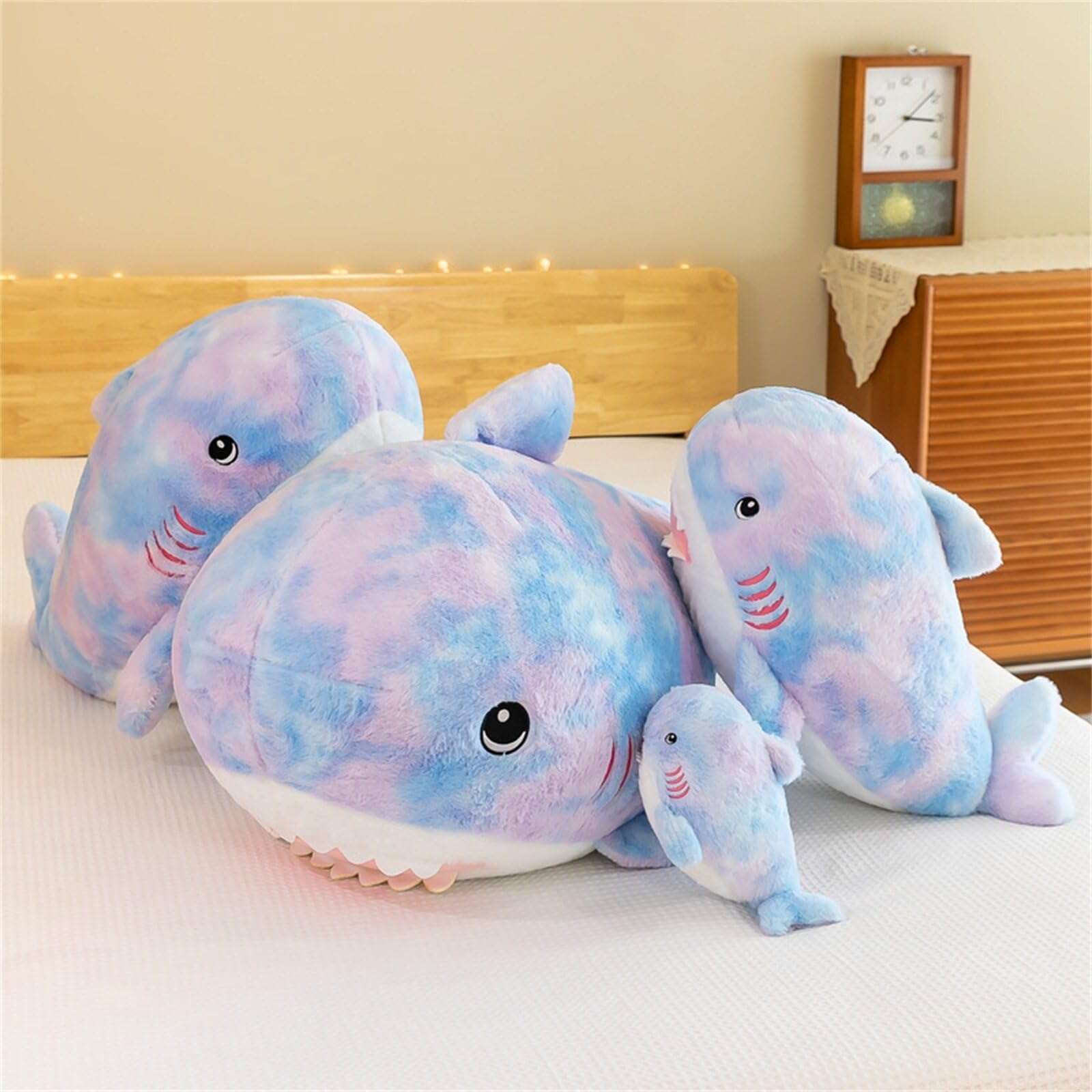 KOJAGARRI Plush Rainbow Shark Dolls,Very Soft Colorful Whale Shark Hugging Pillow,Cute Plush Doll Fish Plush Toy,Birthday, 11 inch