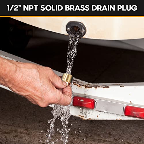 Boat Plugs 1/2 Inch Npt Solid Brass Boat Drain Plug, 2 Pack Garboard Drain Plug Boat Drain Plug Fits Most Boat Hulls (1/2 Inch NPT)