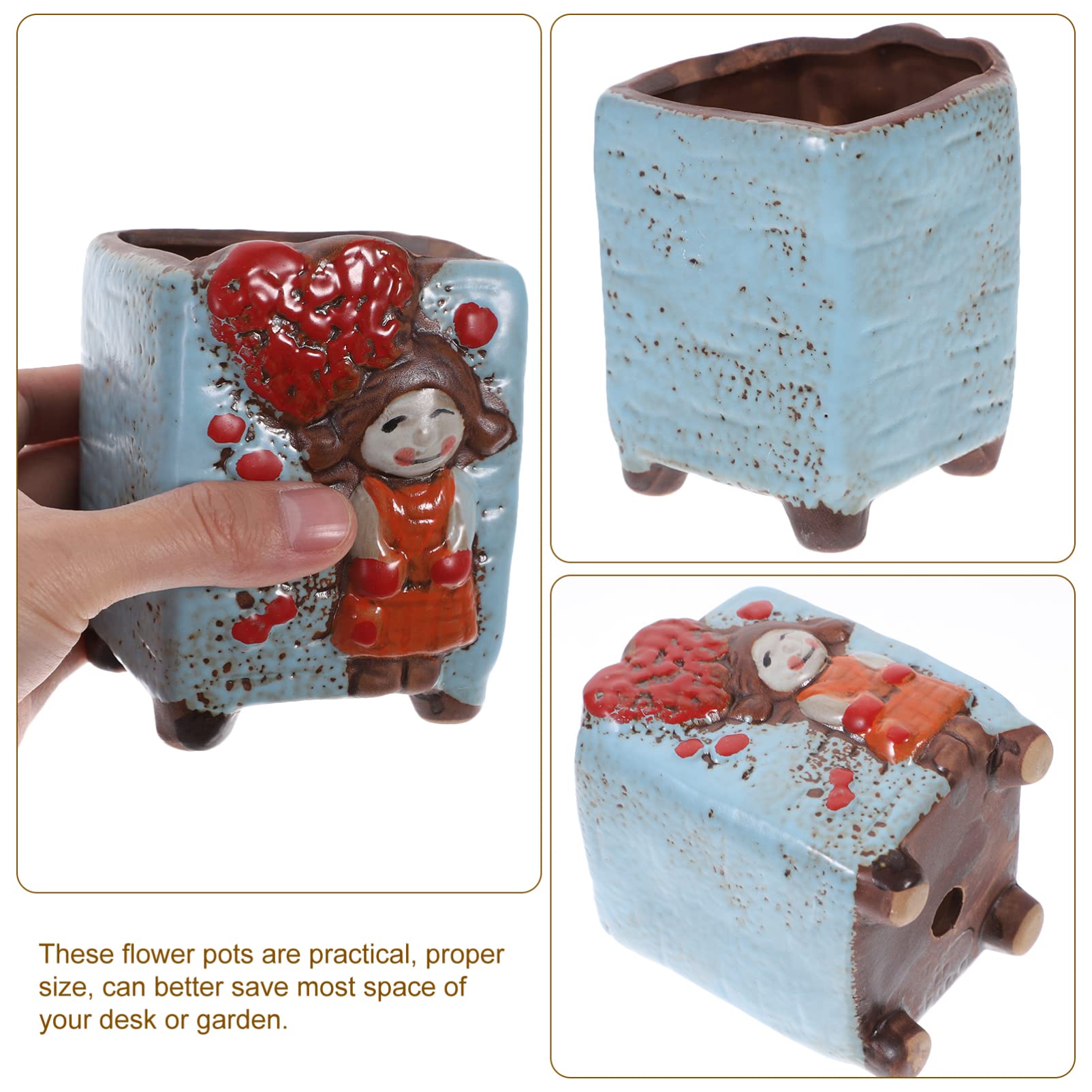 Abaodam Plant Pot container small pot bracket tabletop decor decorate plant Hydroponics flowers potted plant square flower pots outdoor cute vanilla floral decorations fleshy unique