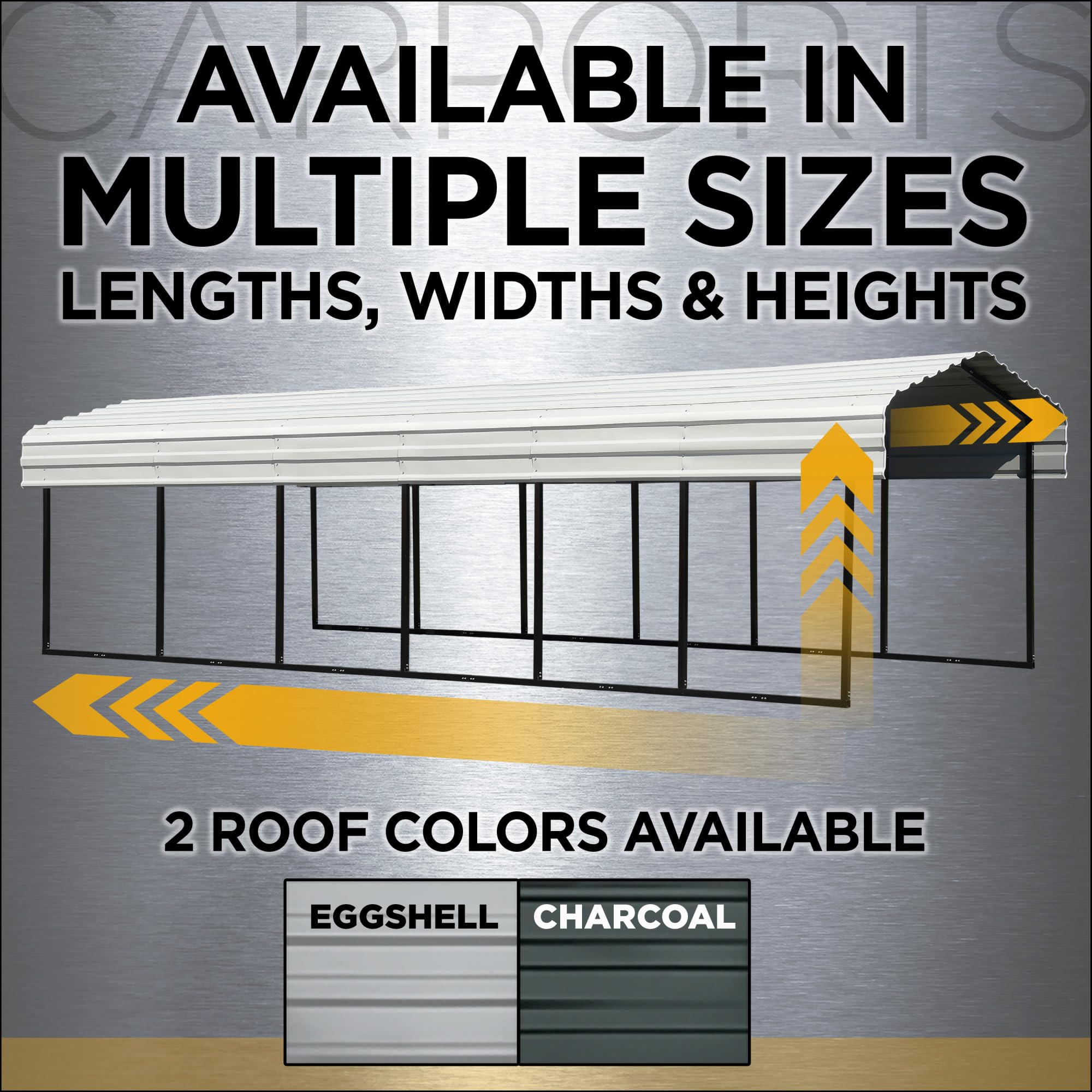 Arrow Carports Galvanized Steel Carport, Double Car Metal Carport Kit, 20' x 20' x 9', Eggshell