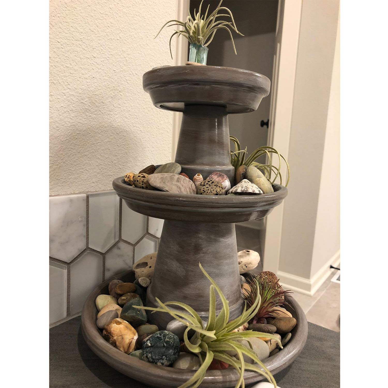 4Pack Artificial Pineapple Grass Air Plants Fake Flowers Faux Succulents Flocking Tillandsia Bromeliads Home Garden Decor,11 Inches
