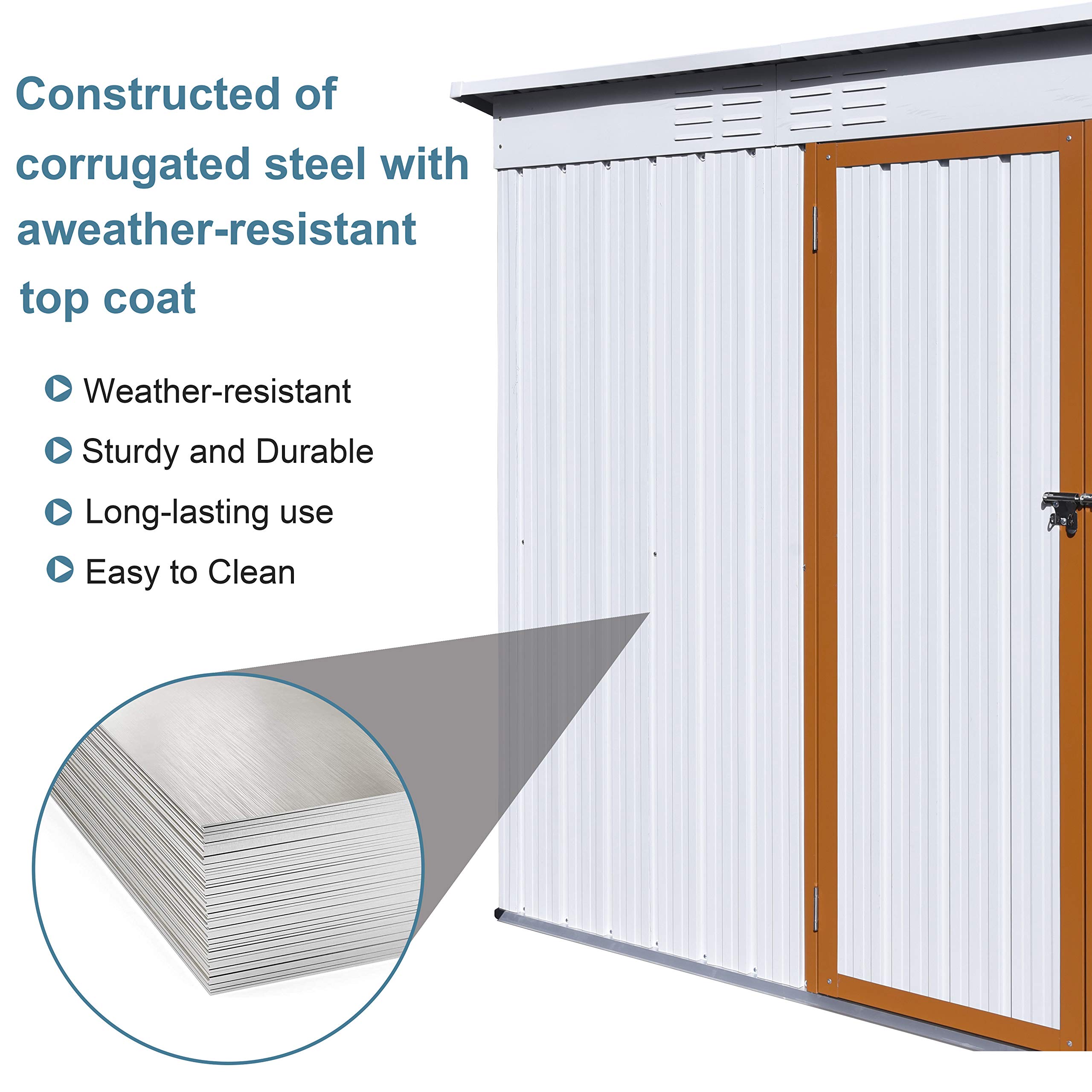 5ft x 3ft Outdoor Metal Storage Shed，Sun Protection, Waterproof Tool Storage Shed for Backyard, Patio, Lawn (White)