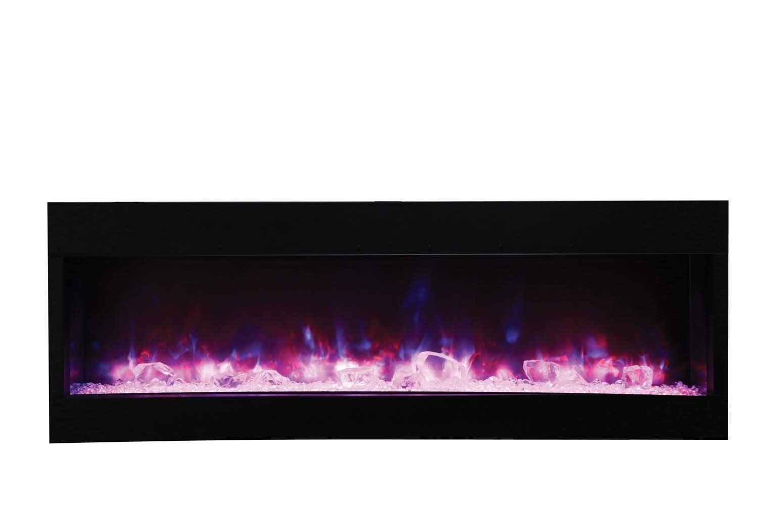 Amantii 72-TRU-View-XL 3 Sided Electric Fireplace 72 Inch, 3-Sided Glass Fireplace Heater w/Remote Control & 8H Timer, Thermostat, Black, Adjustable Brightness, Realistic Flame Effects