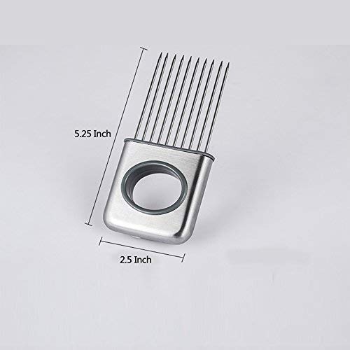 Hvanam Stainless Steel Onion Cut Holder Slicer With 10 Even Prong Easy Hold Vegetable To Cut Tomato Lemon Potatoes And Loosen Meat Kitchen Tools(Silver)
