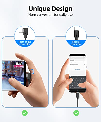 SUNGUY USB C to USB C Cable 1FT [2Pack], Right Angle 90 Degree Type C to C 60W PD Fast Charge Compatible for Samsung Galaxy S21 S20 S10, MacBook Air/Pro, iPad Pro 2020, Pixel 4/3 XL