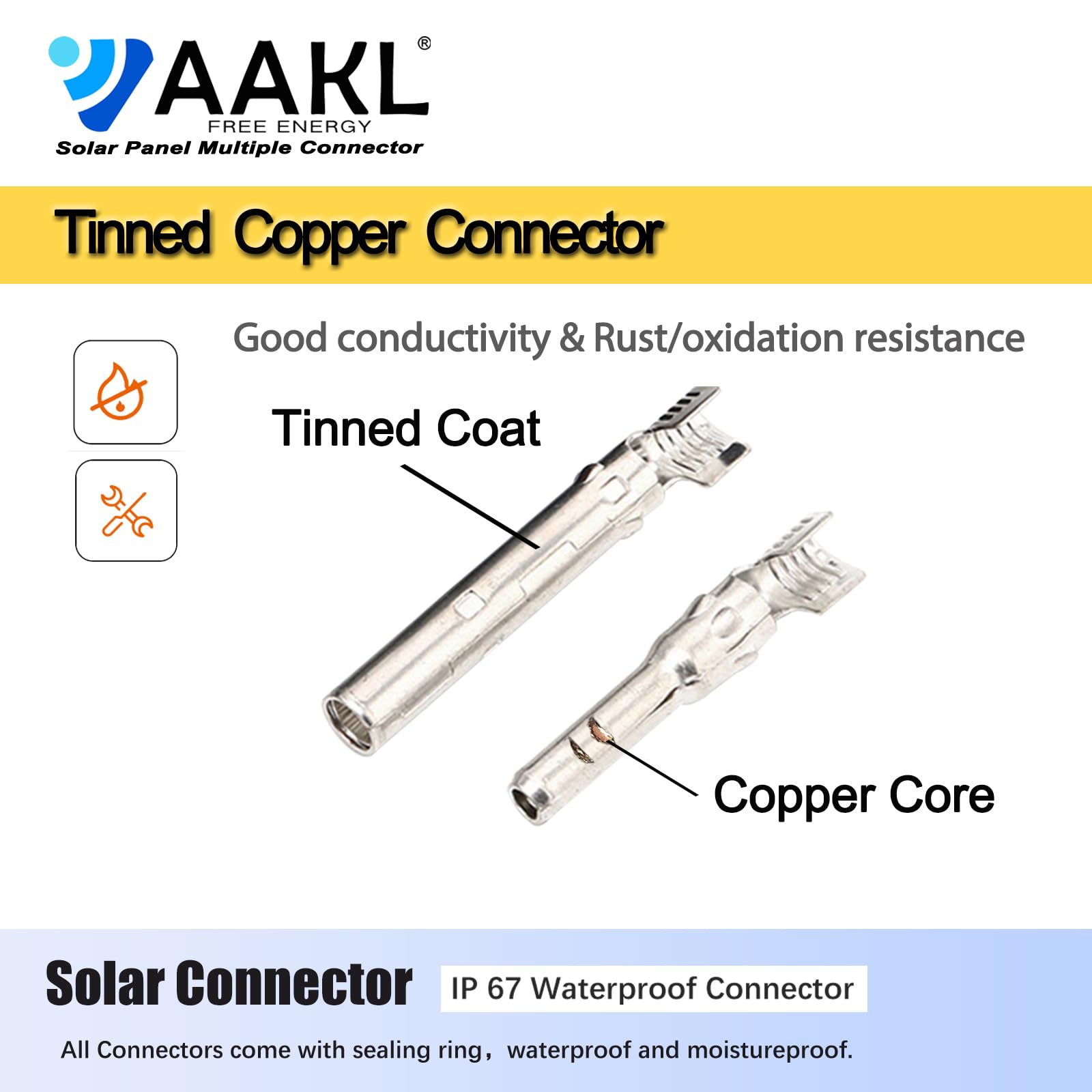 AAKL 20Pairs Solar Panel Connector IP67 Waterproof Solar Power Cable Connectors 1000V 30A 10AWG/12AWG Male/Female Plug with 2PCS Spanners (20 Pairs)