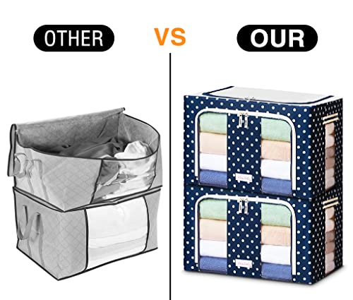 Blushbees® Oxford Fabric Collapsible Storage Boxes for Clothes/Quilts/Linen with Metal Supports (PACK OF 4 BOXES - LARGE SIZE 20×16×15 INCH)