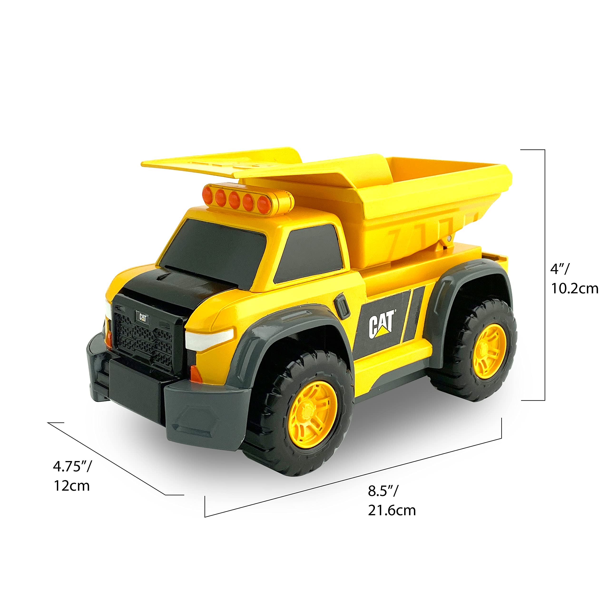 CAT Construction Toys, Truck Constructors Toy Dump Truck - Realistic Lights & Sounds + Easy Transforming + Movable Parts + Sturdy Plastic Construction + Batteries Included