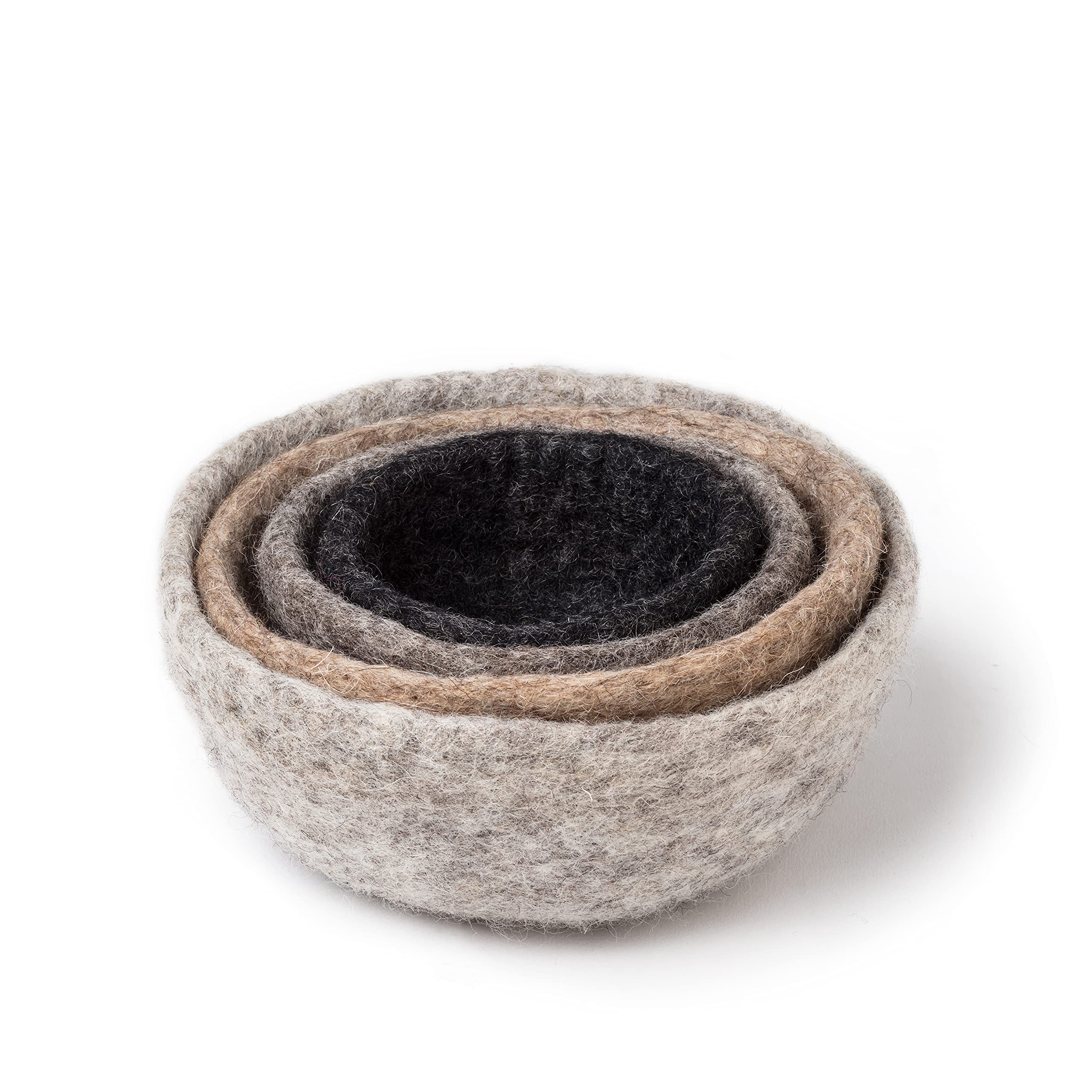 Abbott Collection 28-NEPAL-05-TAUPE Nesting Bowls. Set of 4, Taupe Mix