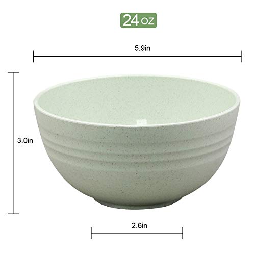 Unbreakable Cereal Bowls - 24 OZ Wheat Straw Fiber Lightweight Bowl Sets 8 - Dishwasher & Microwave Safe - for,Rice,Soup Bowls