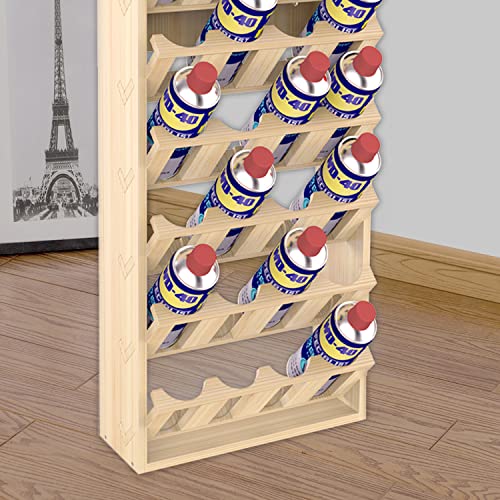 Nisorpa 24 Can Spray Paint or Lube Can Holder Aerosol Can Rack 6-Tier Wooden Spray Paint Can Storage Rack Wall Mount Aerosol Spray Can Organizer for Garage and Craft Workroom- 14.2" L x 5" W x 30" H