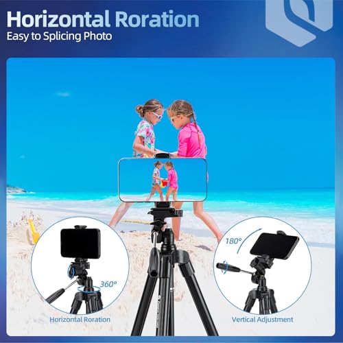 Fotopro Camera Tripod, 48" Phone Tripod with 3-Way Head, Lightweight Aluminum Tripod for Phone with Phone Mount Remote Control, Portable Travel Tripod, Camera Stand Compatible with DSLR