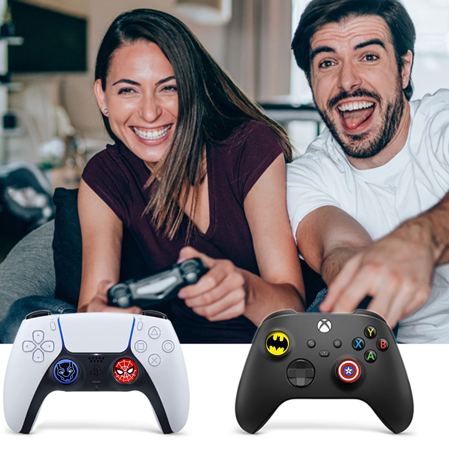 6Pcs Analog Thumb Grip Stick Cover, Wireless Controllers Game Remote Joystick Cap, Fantastic Non-Slip Silicone Handle Protection Cover for PS5/PS4/Xbox one/360/Nintendo Switch PRO (E)