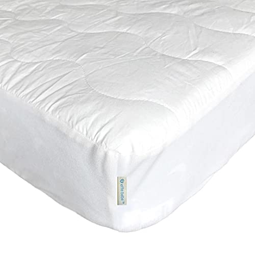 effe bébé Baby Crib Mattress Pad Cover Protector- Toddler Bed Mattress Cover- Crib Mattress Topper, 100% Silken Soft Cotton top, TPU Waterproof Film Backing 28”x52”x10”