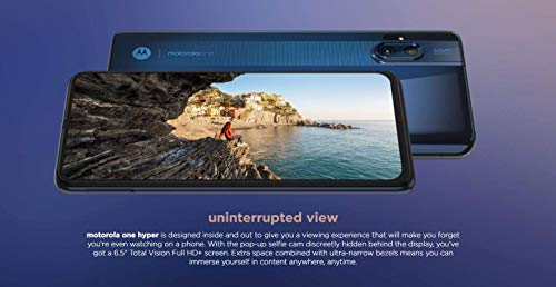 Motorola One Hyper 128GB + 4GB RAM, XT202-1, 6.5 FHD+, 64 MP Photos, LTE Factory Unlocked Smartphone - International Version (Blue Iceberg) (Renewed)