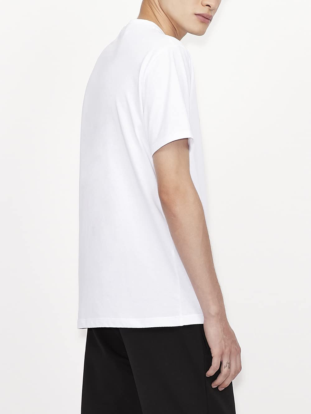 A|X ARMANI EXCHANGE mens Crew Neck Logo Tee T Shirt, Quilted Logo White, Small US