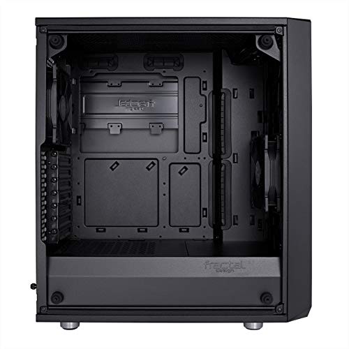Fractal Design Meshify C - Compact Computer Case - High Performance Airflow/Cooling - 2X Fans Included - PSU Shroud - Modular Interior - Water-Cooling Ready - USB3.0 - Tempered Glass - Blackout