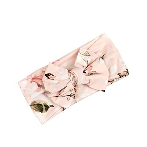 Galabloomer Newborn Receiving Blanket Headband Set Flower Print Baby Swaddle Receiving Blankets Vintage Rose