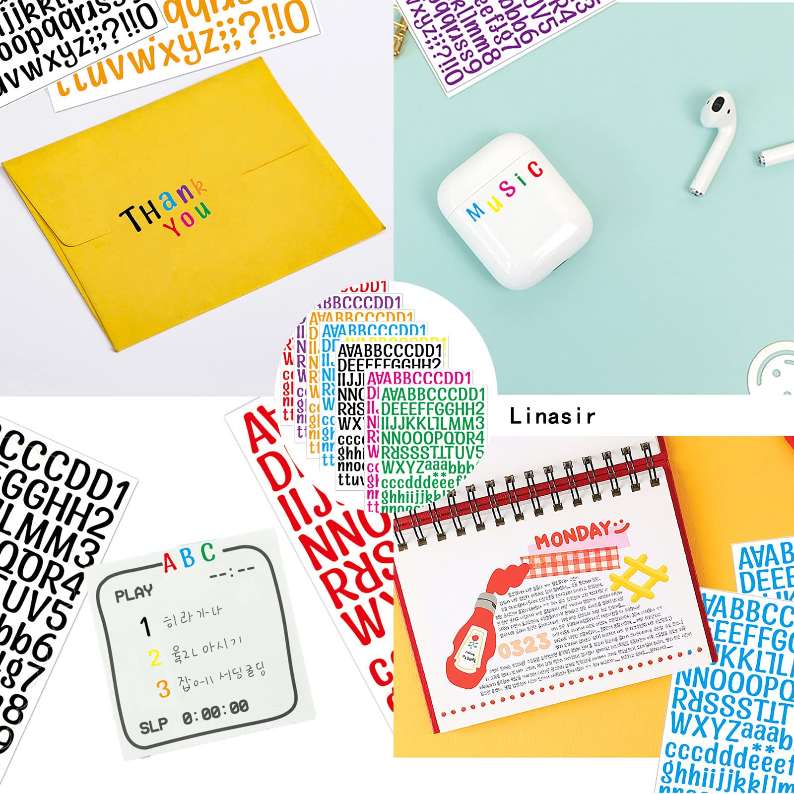 972 Alphabet Stickers 12 Sheets Letter Stickers,1 inch Vinyl Self-Adhesive Sticker Letters, Black Alphabets ABC Stickers and DIY Mailbox House Numbers