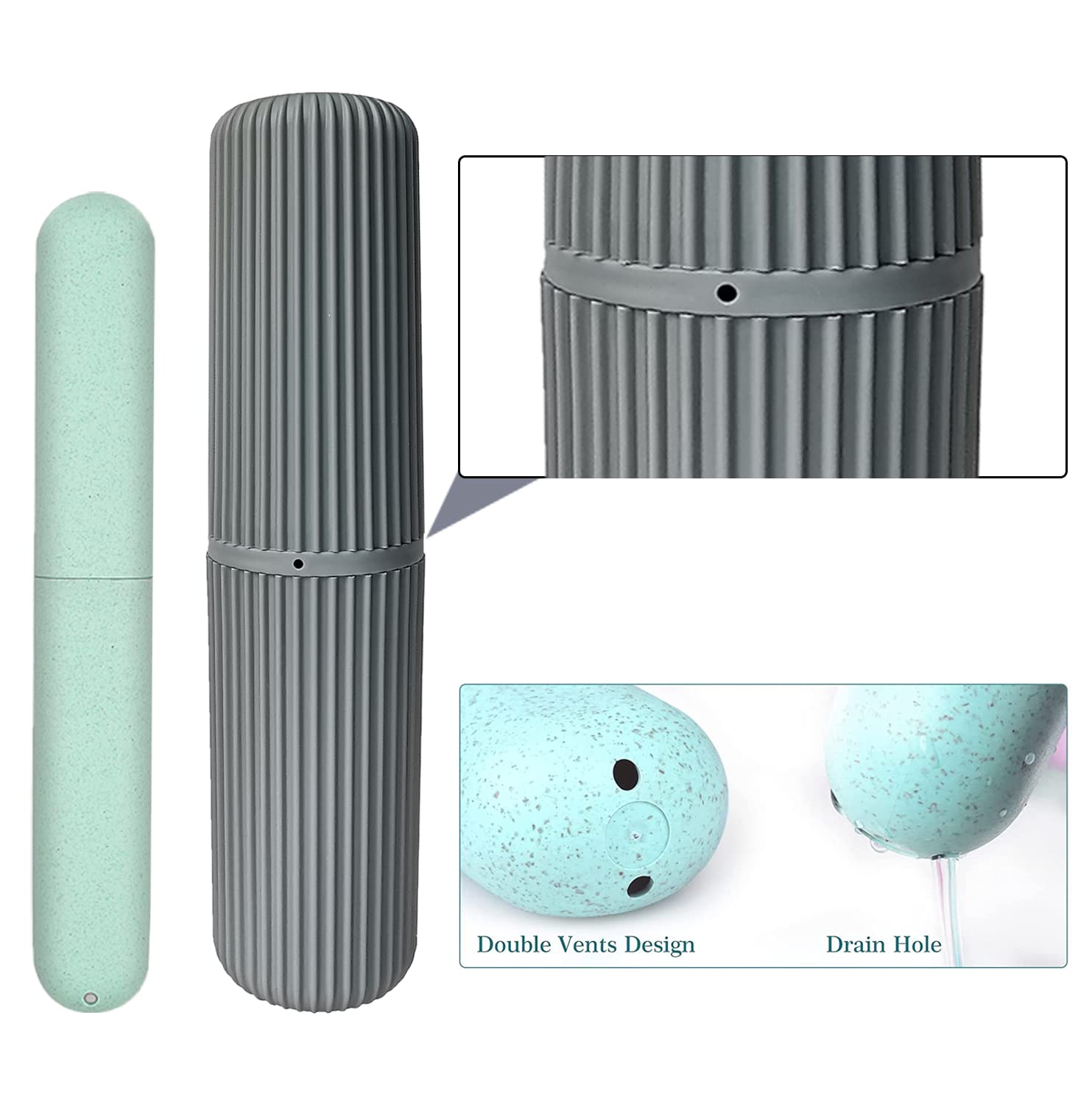 8 Pack Travel Toothbrush Case, Portable Breathable Toothbrush Holder Long 9 inch for Travel, Camping, Business Trips, Schools and Home, Multifuction Toothbrushes Toothpaste Set