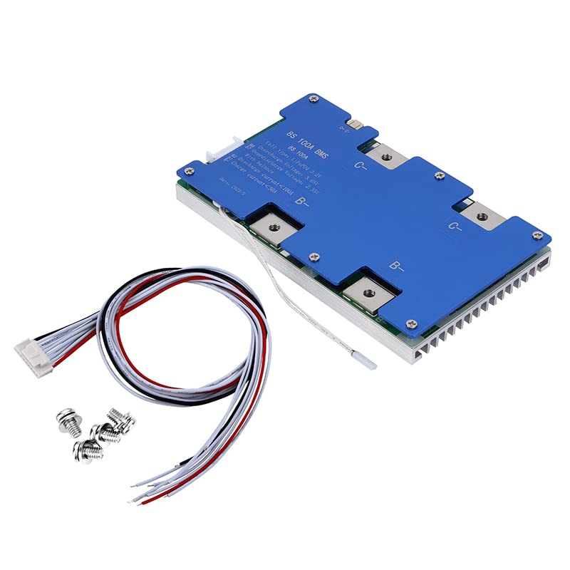 8S 100A 24V LiFePO4 Battery Protection Board BMS 3.2V Iron Phosphate LFP Board Charging Controller with Balancing Function (8S 100A)