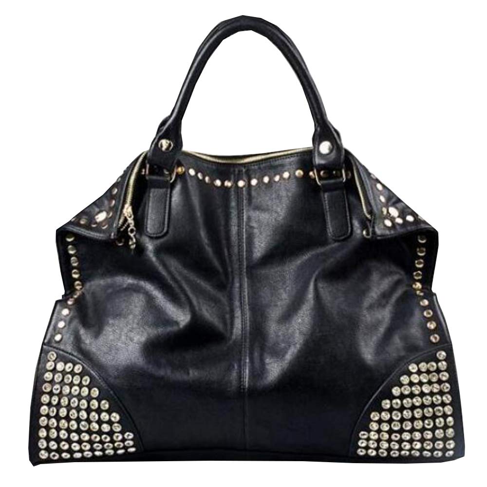 Cayla Women Tote Handbag shinestone Ladies Purse Crossbody Shoulder Bag top handle Hobo Satchel bag, Black, Large