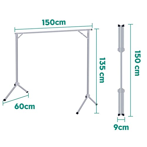BNNP Foldable Clothes Drying Rack Stainless Steel Folding Drying Rack Floor-Standing Single-Pole Drying Rack Indoor and Outdoor Balcony Telescopic Drying Rack (Color : A)
