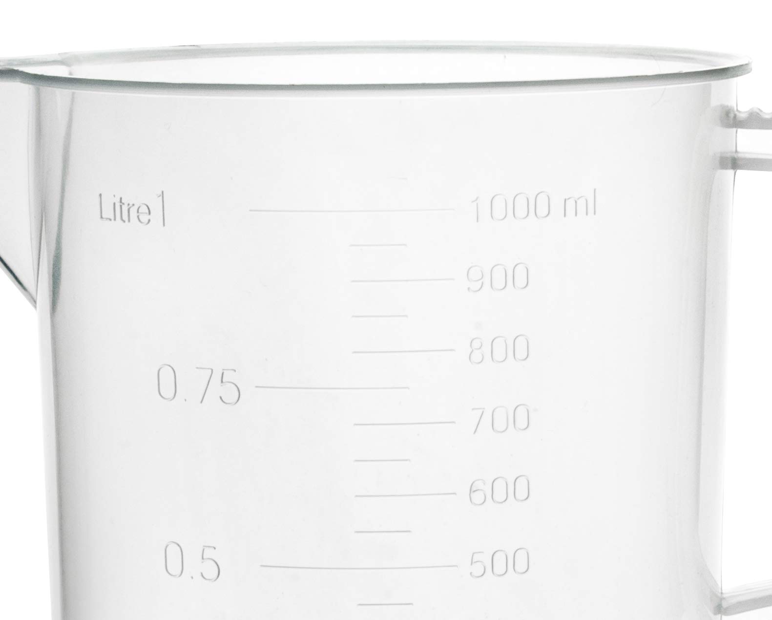 EISCO Plastic Pitcher, 1000mL (1L) - Short Form, Euro Design - Molded Graduations - Chemical Resistant & Autoclavable Polypropylene - Measuring Jug