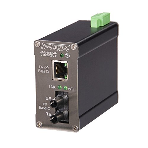 Red Lion Controls/N-Tron 102MCE-ST-15-MDR N-Tron 10/100BaseTX to 100BaseFX Media Converter, Singlemode, ST Style Connector, 15km, Metal DIN Rail Connector