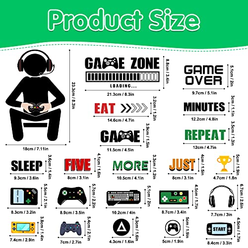Gamer Wall Decals Stickers Glow in The Dark Wall Decals Game Wall Stickers Gaming Controller Wall Decals Game Room Decor Video Game Decal for Boys Kids Girls Bedoom Playroom Wall Decor⦠(Green)