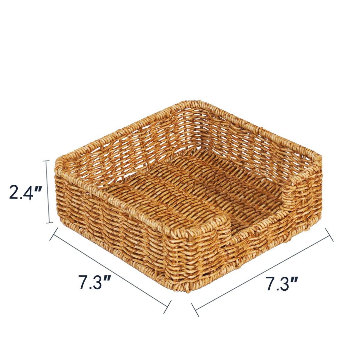 Aevtih Rattan Napkin Holder Woven Guest Towel Holder for Restaurant/Kitchen/Bathroom 7.3" x 7.3" x 2.4" (Dark Yellow)