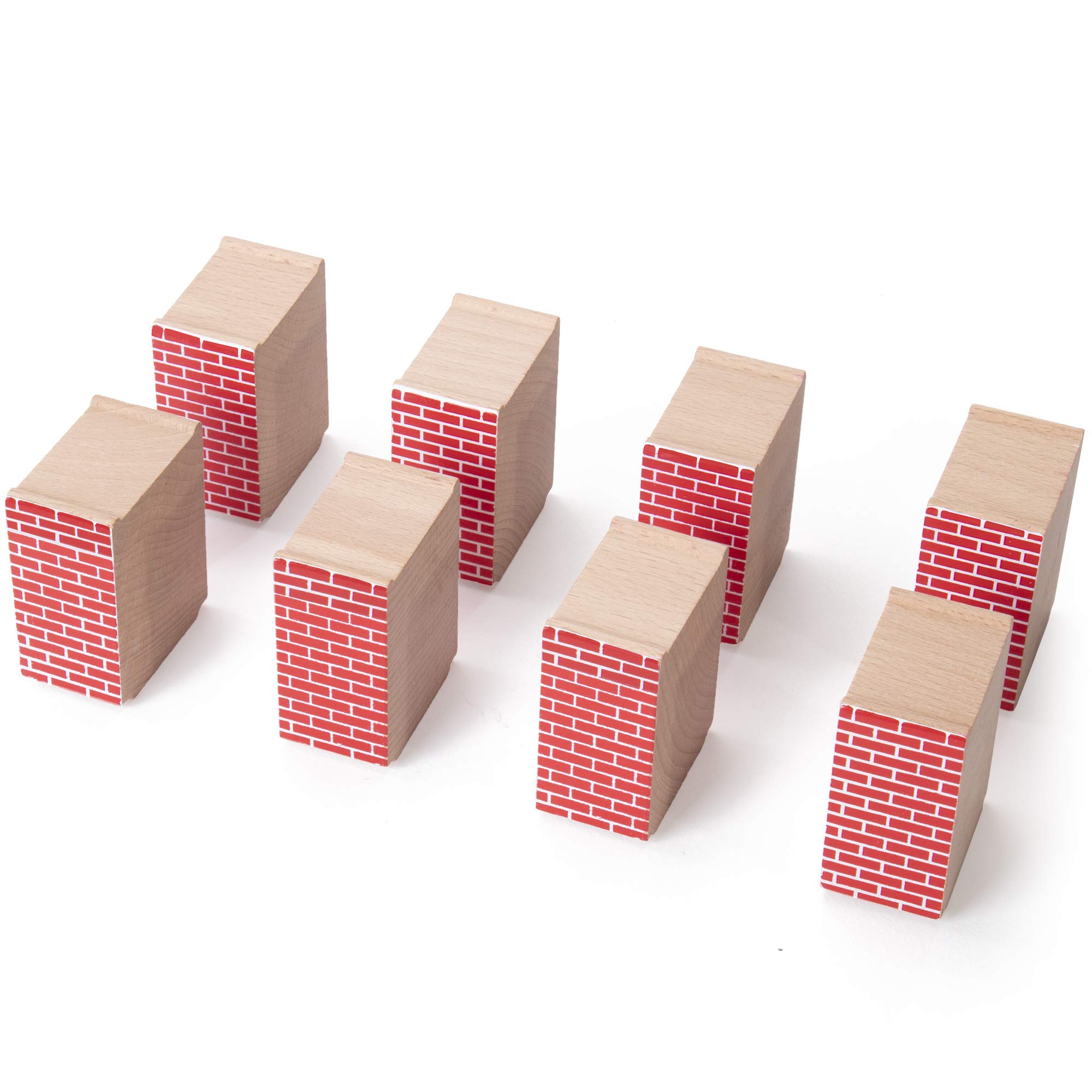 CCC Wooden Train Red Brick Risers 8 Pack Accessory Set - Compatible with Most Wooden Train Sets!