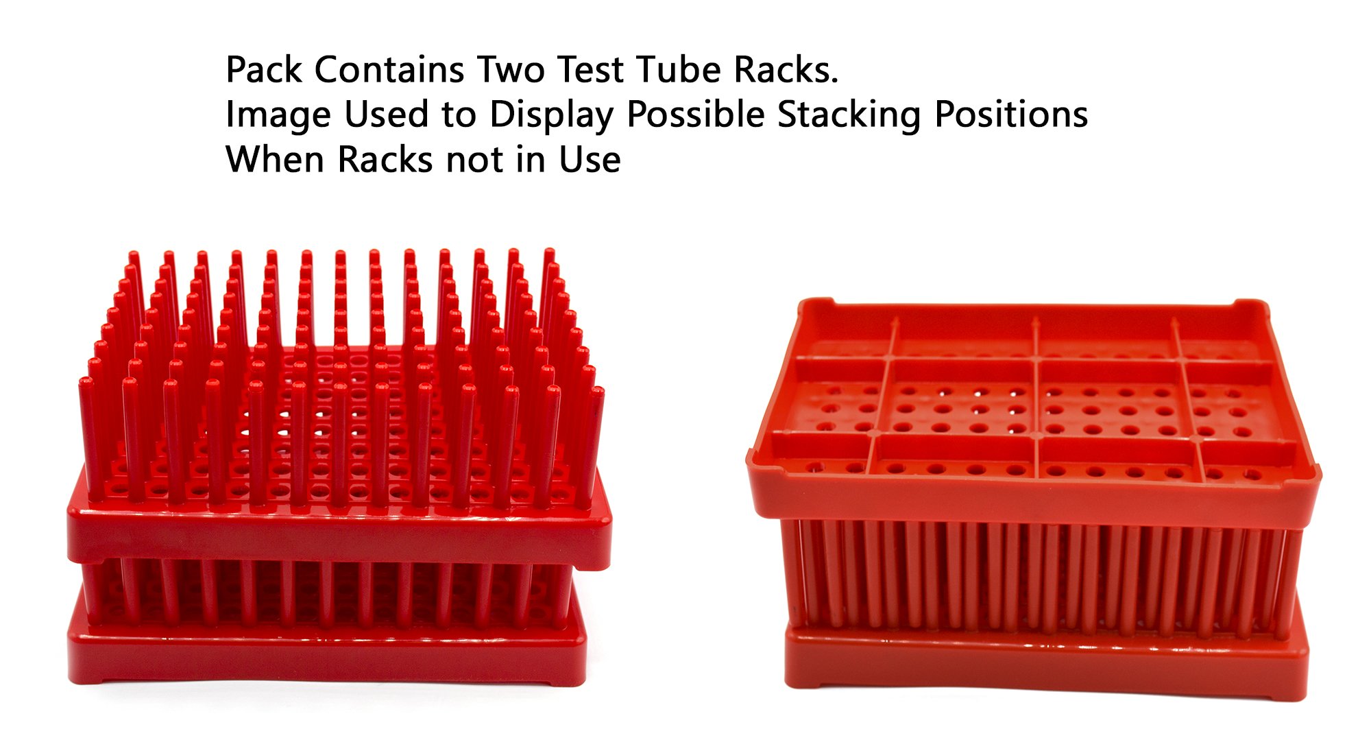 EISCO (Pack of 2) Red Plastic Test Tube Peg Drying Rack Holds 96 13mm Test Tubes