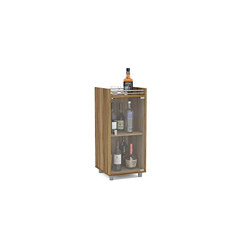 Boahaus Classic Mini Bar, One Glass Door, 2 Shelves, Brown