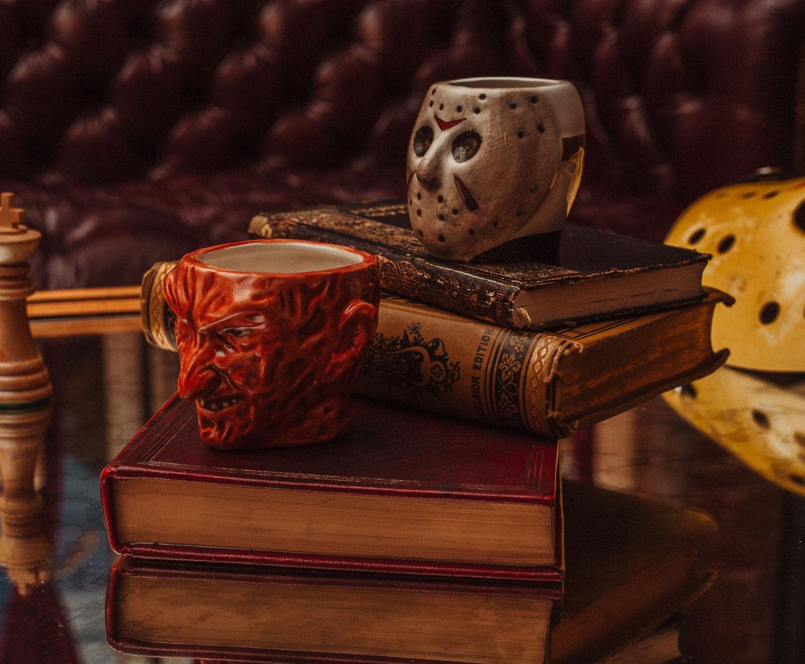 Freddy vs. Jason Faces Sculpted Ceramic Mini Mugs, Set of 2 | BPA-Free Small Coffee Cups For Espresso, Caffeine, Beverage | Home & Kitchen Essentials | Horror Movie Collectible | Each Holds 4 Ounces