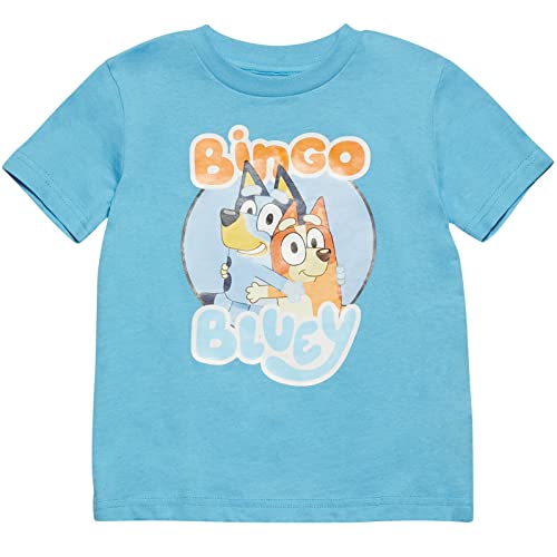 BLUEY & Bingo Little Boys Girls Graphic Short Sleeve T-Shirt Blue 5-6