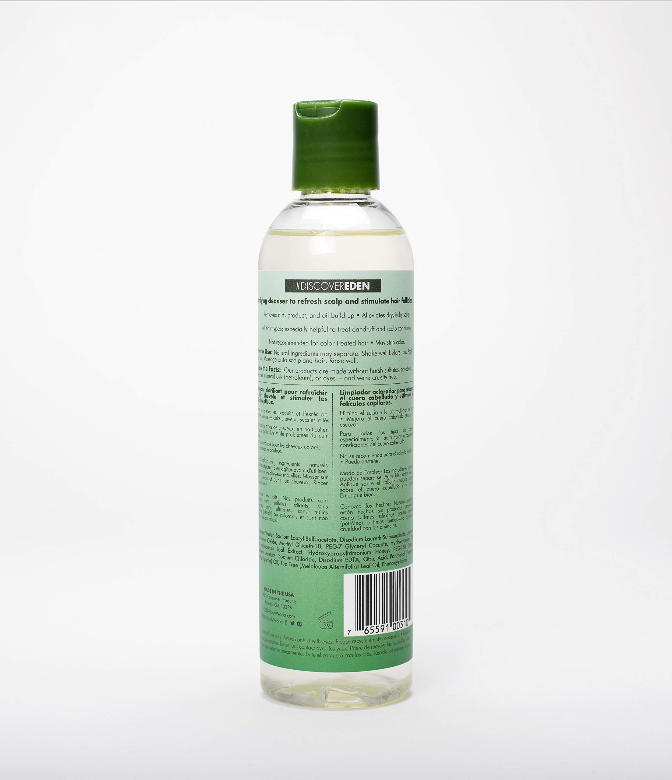 EDEN BodyWorks Peppermint Tea Tree Clear Clarifying Shampoo for Oily Hair, Dry Hair, Curly Hair - Scalp Cleansing Shampoo for Build Up & Dandruff - Paraben & Sulfate Free - 8 oz.