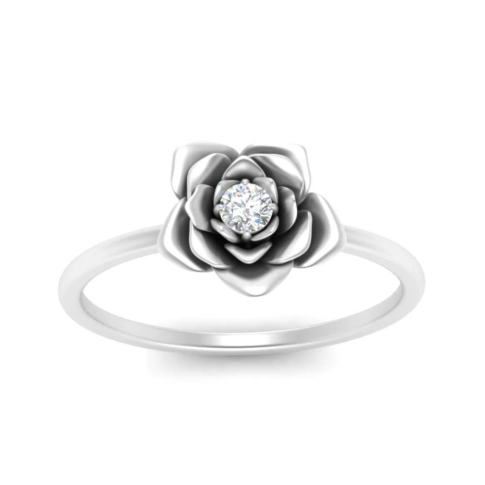 55Carat Flower Diamond Engagement Ring Sterling Silver Created Cubic Zircon Round Shape White Color Solitaire Engagement Rings Prong Setting in Size 6 Handcraft Chakra Healing