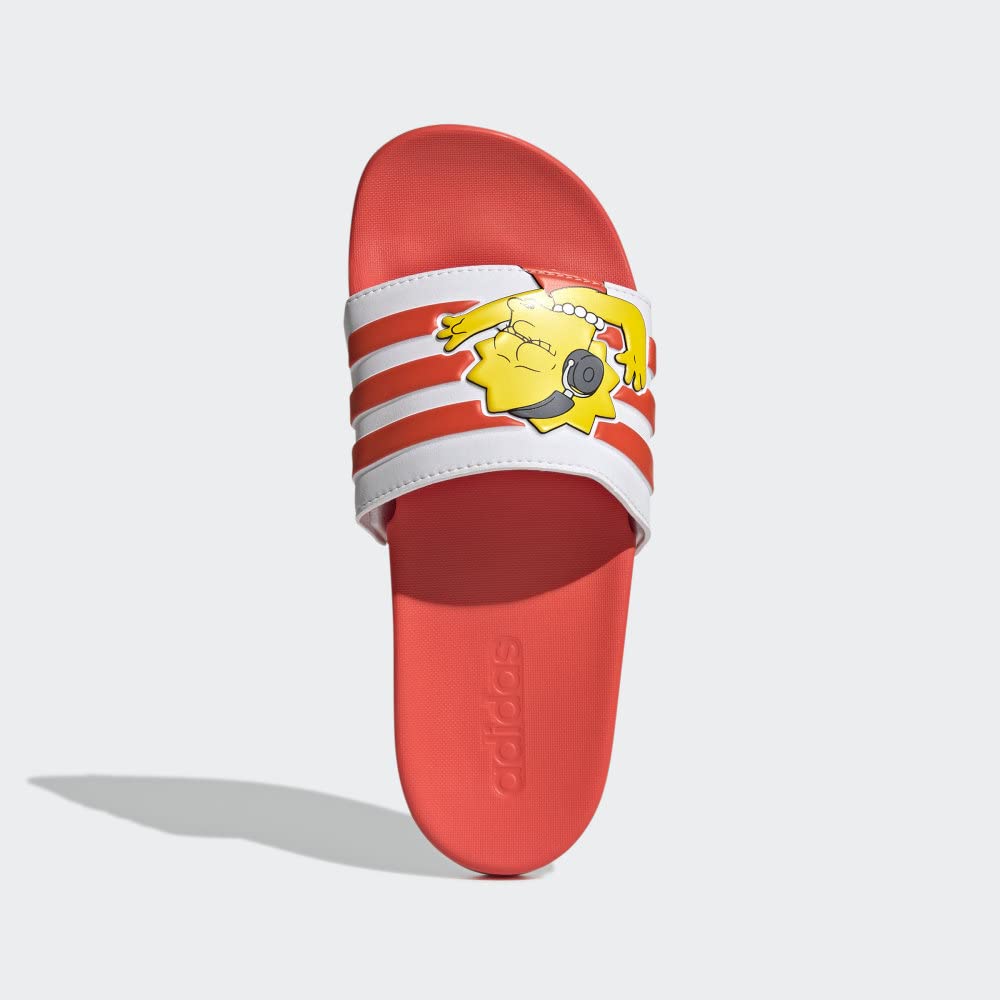 adidas Women's Adilette Comfort Slides Sandal, Cloud White/Orange/Yellow, 7