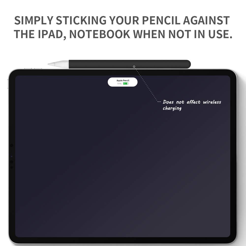 FRTMA Compatible with Apple Pencil (2nd Generation) Silicone Case Sleeve Holder Grip + Nib Cover (2 Pieces) Accessories Kit Compatible iPad Pro 12.9β (3rd Generation) & iPad Pro 11β, Black