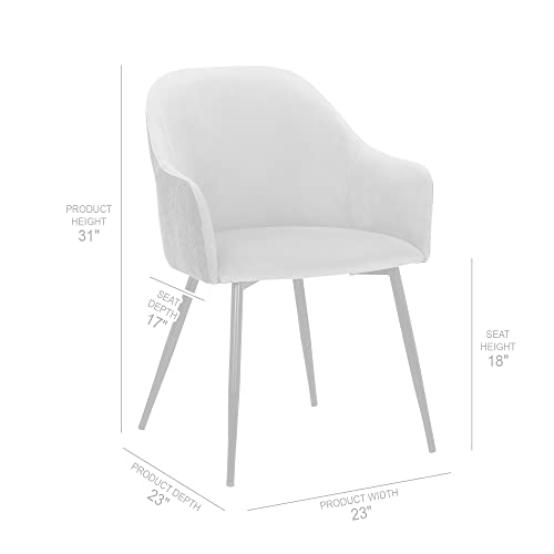 Armen Living Pixie Fabric Dining Room Chair with Black Metal Legs, 18" Seat Height, Teal