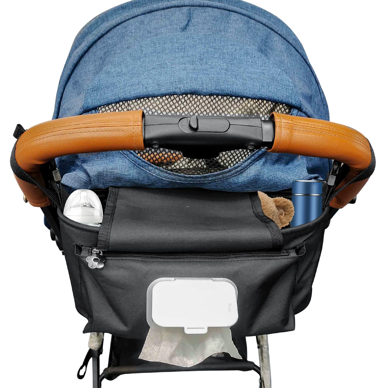 Aiguotua Universal Stroller Organizer with Insulated Cup Holder & Shoulder Strap, Fits for Stroller like Uppababy, Baby Jogger, Britax, BOB, Umbrella and Pet Stroller