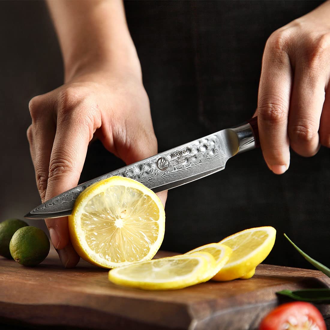 YARENH Kitchen Knife,Fruit Knife 5 inch,Damascus Steel Blade,High Carbon,67 Layers,Full Tang,Kitchen Utility Knife for Professional Chef,Pakka Wood Handle,Gift Box Packaging, HYZ-Series