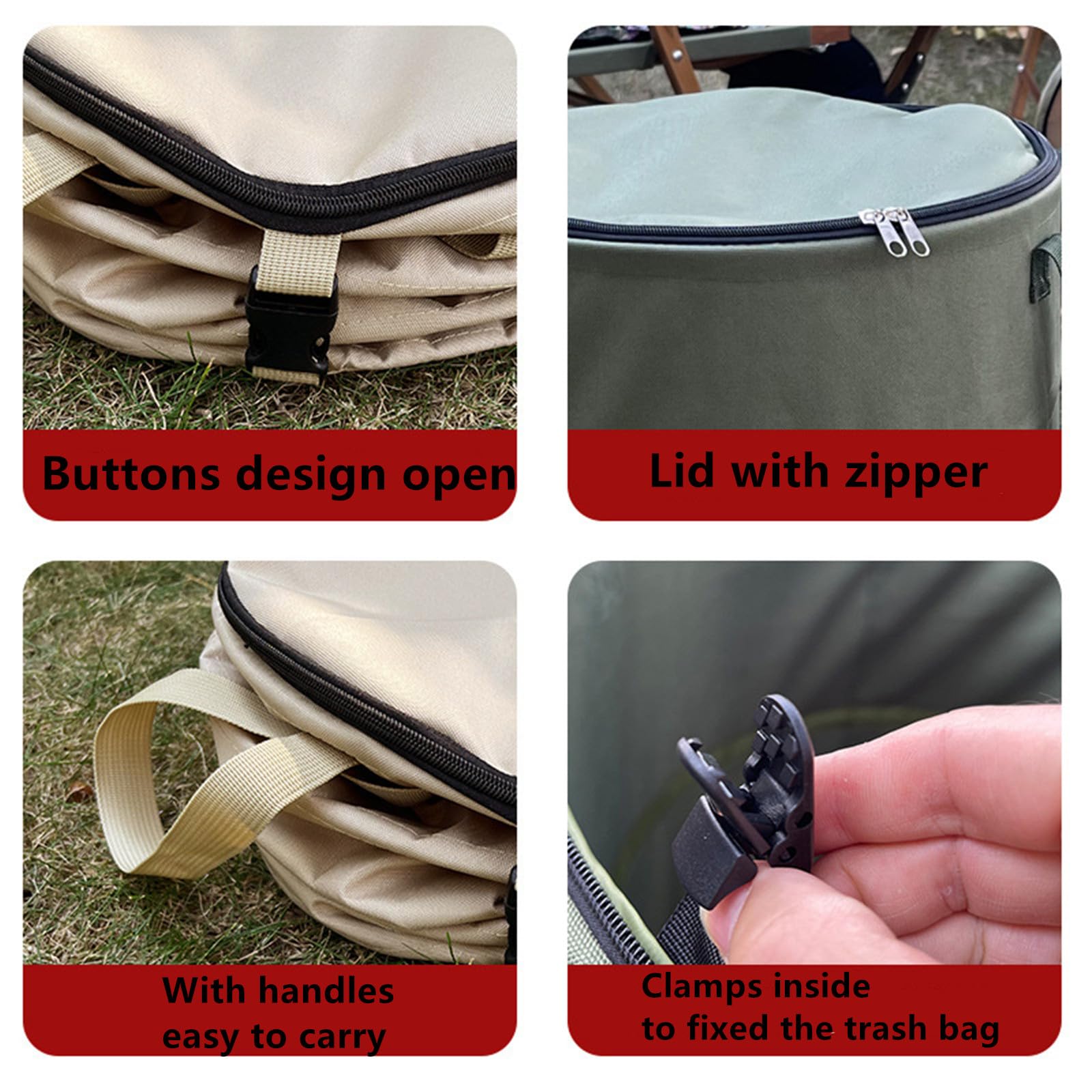 ANTING PRODUCTS Camping Pop up Trash Can, Camping Trash Can Collapsible,Pop up Trash Can with Lid,Collapsible Garbage Can for Camping,Outdoor Travel (Color C)