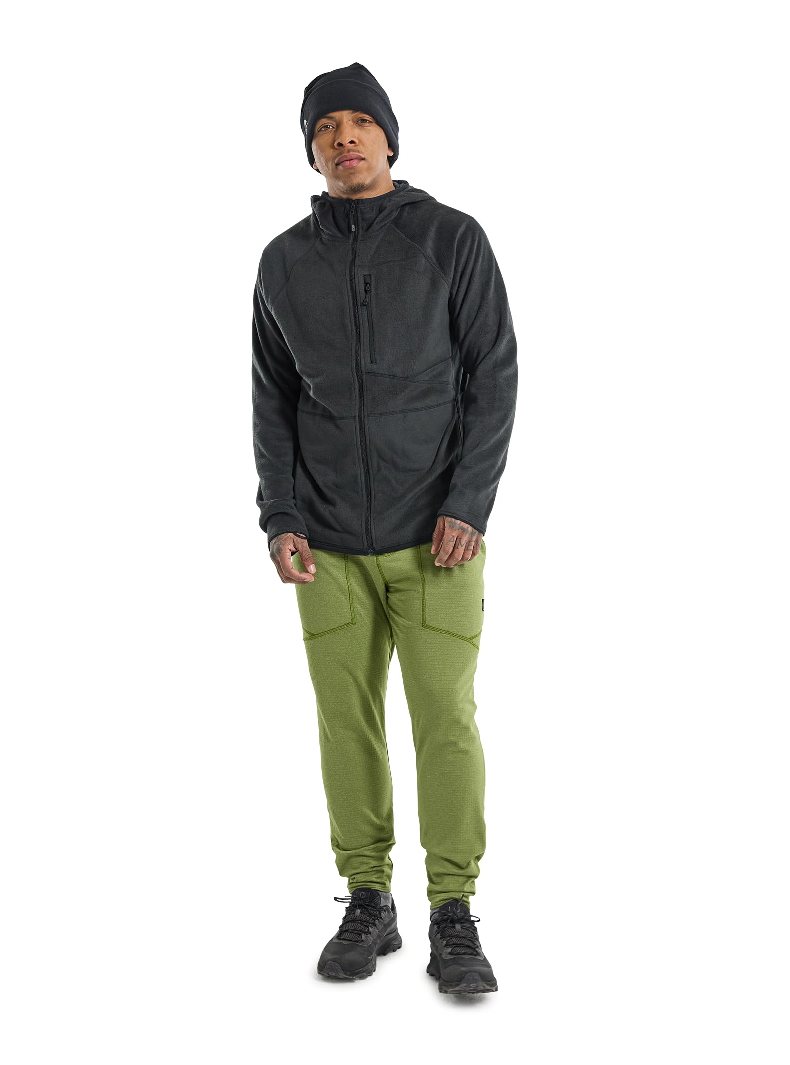 Burton Men's Stockrun Warmest Hooded Full-Zip Fleece, True Black, L