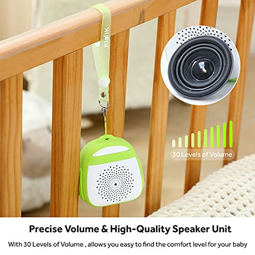 KIOZZIK Portable Sound Machine with Lullabies, White Noise Machine for Sleeping Baby, Kids, Adults, 26 Soothing Nature Sounds, USB Rechargeable, Timer & Memory Features, for Travel, On-The-Go