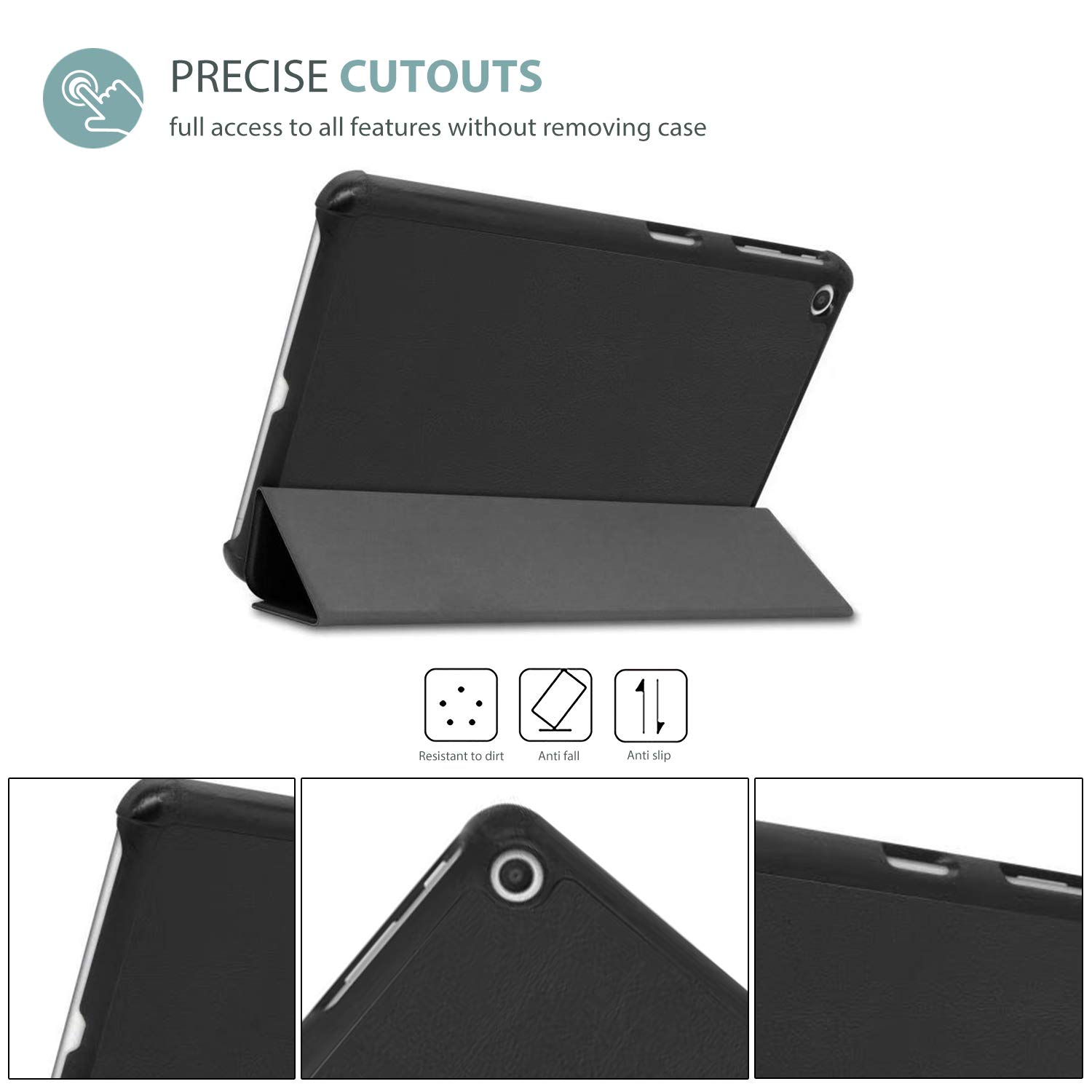 ProCase for LG G Pad 5 10.1 FHD Case, Slim Light Smart Cover Trifold Stand Hard Shell Folio Case for 10.1 inch LG G Pad 5 2019 (Model LM-T600/ LM-T605) -Black