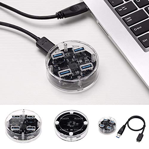 Lysee Data Cables - Zihan USB3.0 4 Ports HUB with Rubber Transparent for Desktop Laptop Reserced External Power Supply
